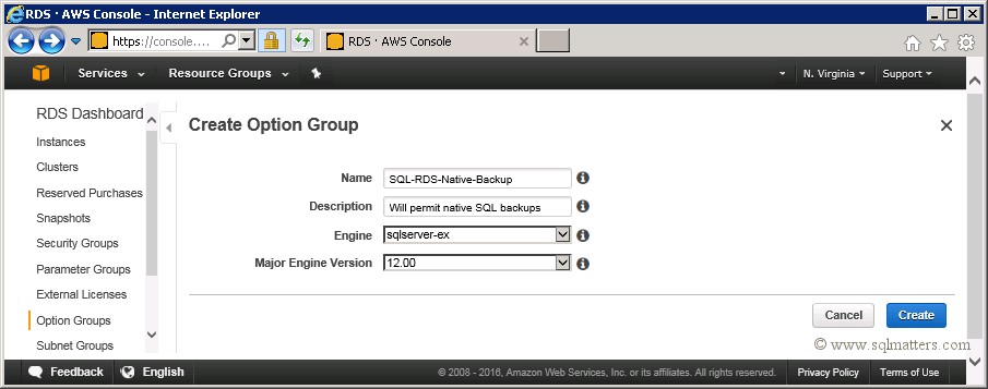 Amazon RDS – Creating a native (.bak) Backup of a SQL Server Database ...